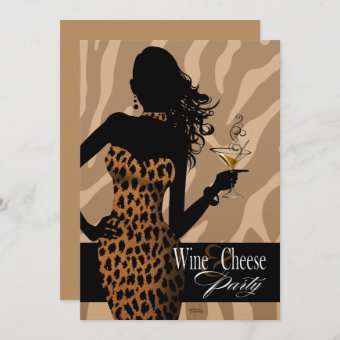 Bombshell Leopard Wine & Cheese Party Tan Invitation | Zazzle