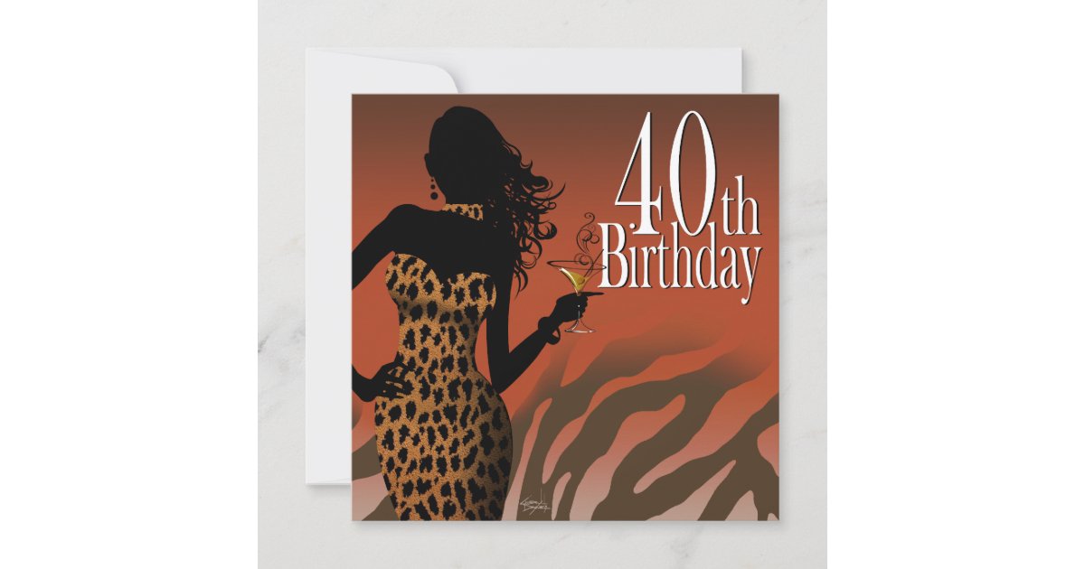 Bombshell Leopard Zebra 40th Birthday Party Invitation | Zazzle