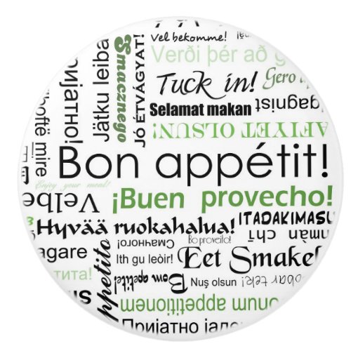 Bon appetit in many languages - green Kitchen Ceramic Knob | Zazzle