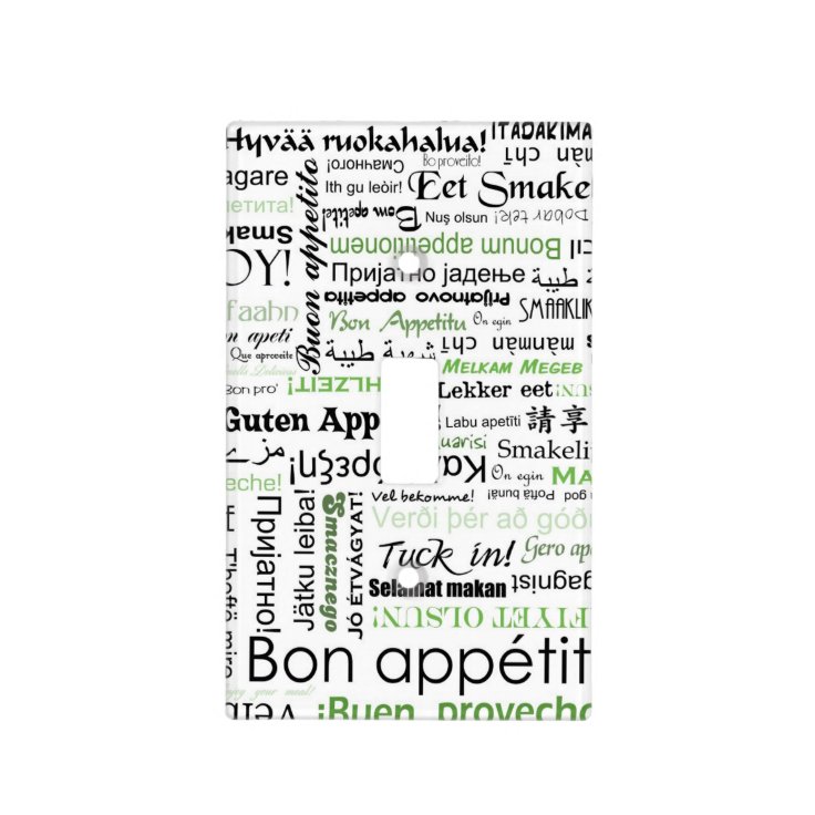 Bon appetit in many languages - green Kitchen Light Switch Cover | Zazzle