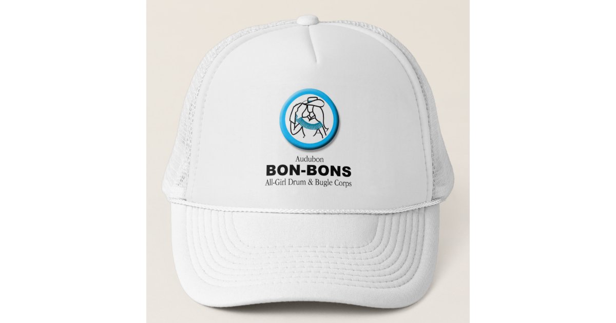 Bon-Bon Cap in White with logo | Zazzle