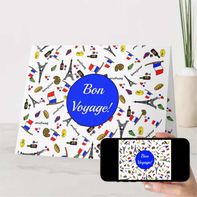 Bon Voyage French Themed Greetings Card | Zazzle