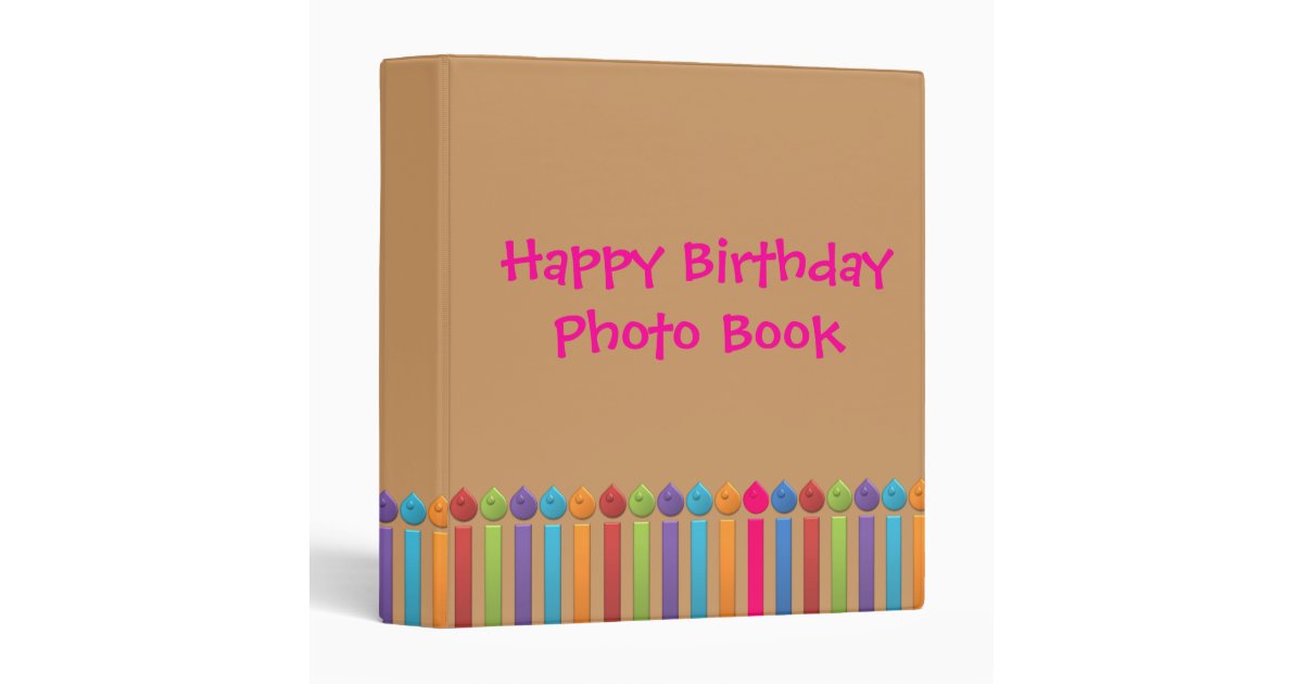 BonBon Party Happy Birthday colorful candels 3 Ring Binder | Zazzle