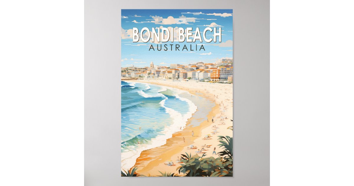 Bondi Beach Australia Travel Art Vintage Poster | Zazzle