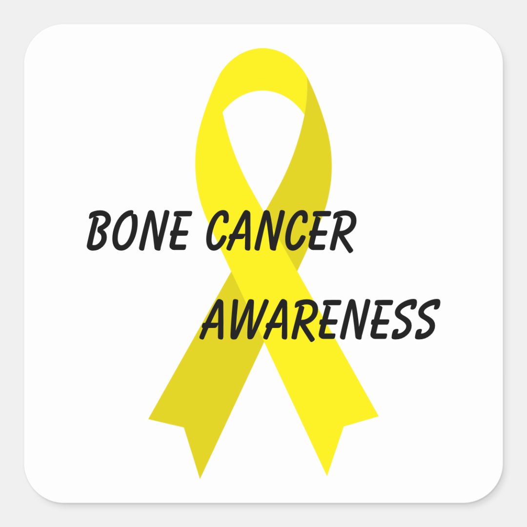Bone Cancer Yellow Awareness Ribbon by Janz Square Sticker | Zazzle