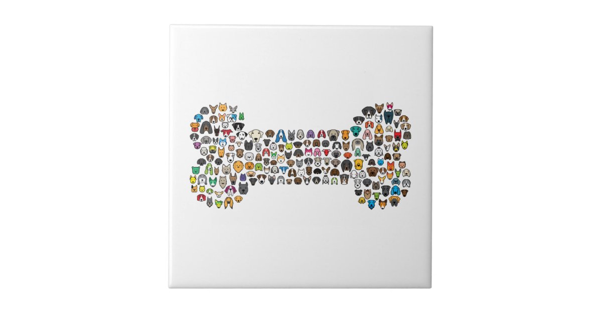 BONE Dog Cartoon Ceramic Tile | Zazzle