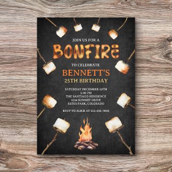 Bonfire Birthday Invitation | Zazzle