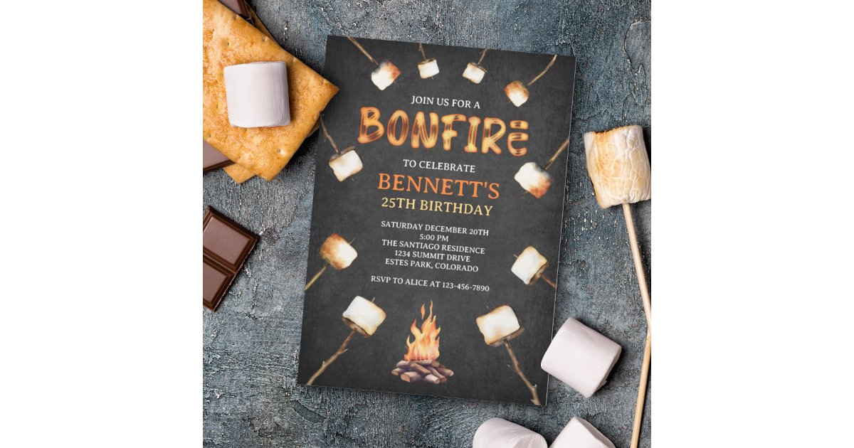 Bonfire Birthday Invitation | Zazzle