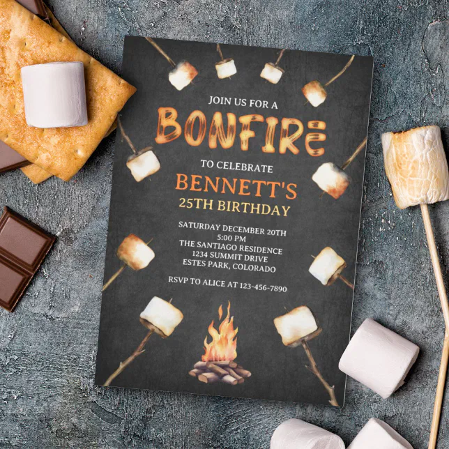 Bonfire Birthday Invitation | Zazzle