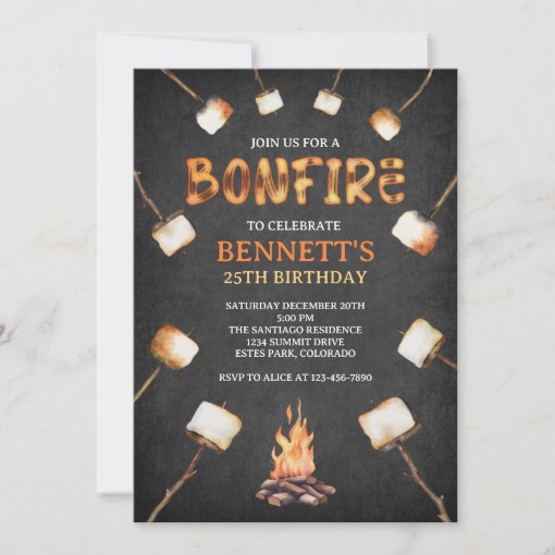 Bonfire Birthday Invitation | Zazzle