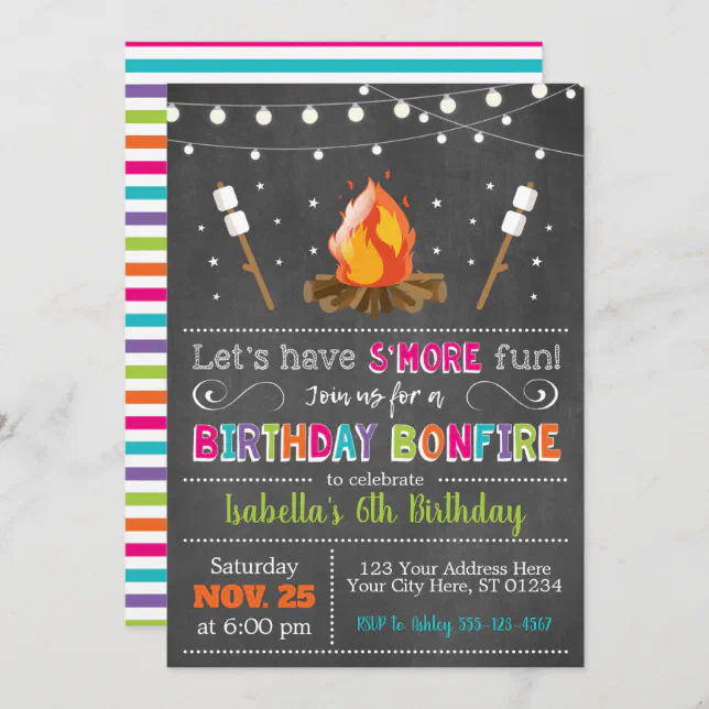 Bonfire Birthday Invitation | Backyard, Camping | Zazzle