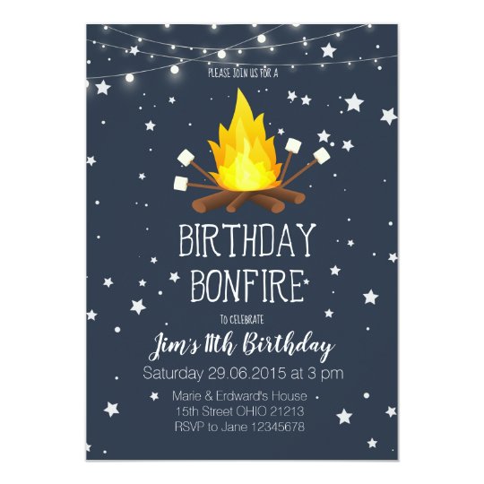 Bonfire Birthday Party Invitation | Zazzle.com