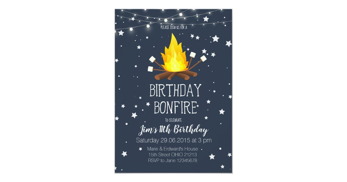 Bonfire Birthday Party Invitation | Zazzle.com