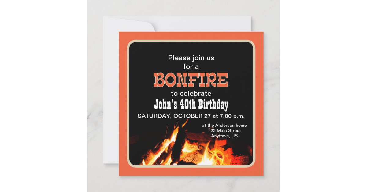 Bonfire Birthday Party invitation | Zazzle