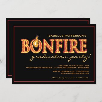 Bonfire Flames Graduation Party Invitation | Zazzle