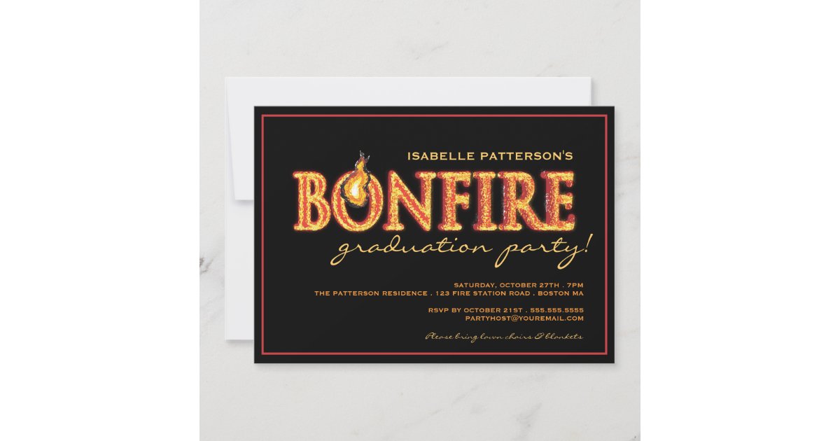 Bonfire Flames Graduation Party Invitation | Zazzle