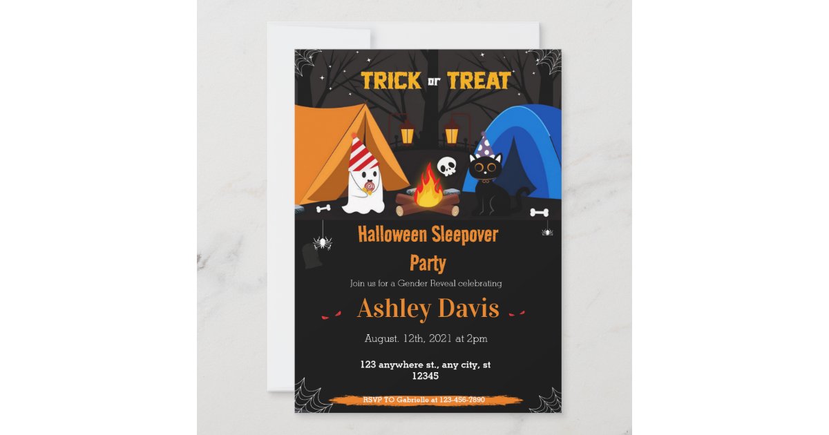 Bonfire Halloween Sleepover Party Invitations | Zazzle