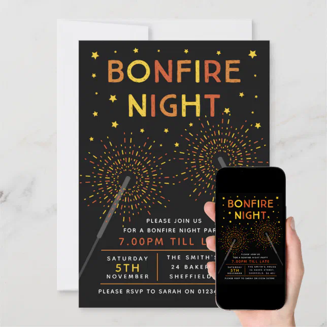 Bonfire Night Party invitation | Zazzle