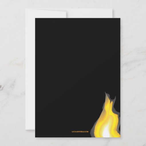 Bonfire Party Campfire Flames on Black Invitation | Zazzle