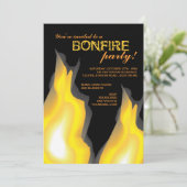 Bonfire Party Campfire Flames on Black Invitation | Zazzle