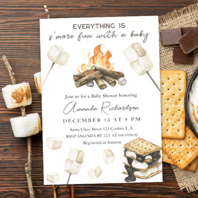 Bonfire S'more Fun Baby Shower Invitation | Zazzle