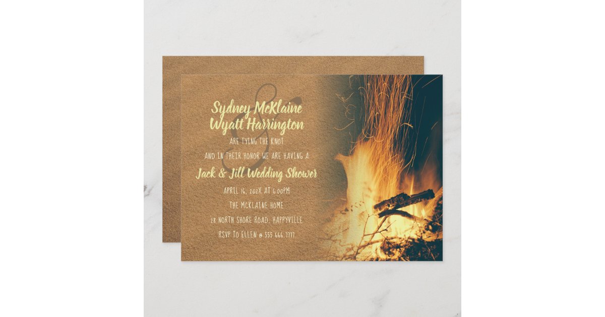 Bonfire Wedding Shower Couple Invitation Template | Zazzle