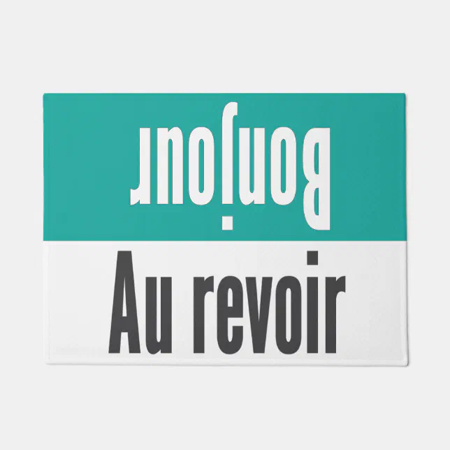 Bonjour - Au revoir door mat | Zazzle