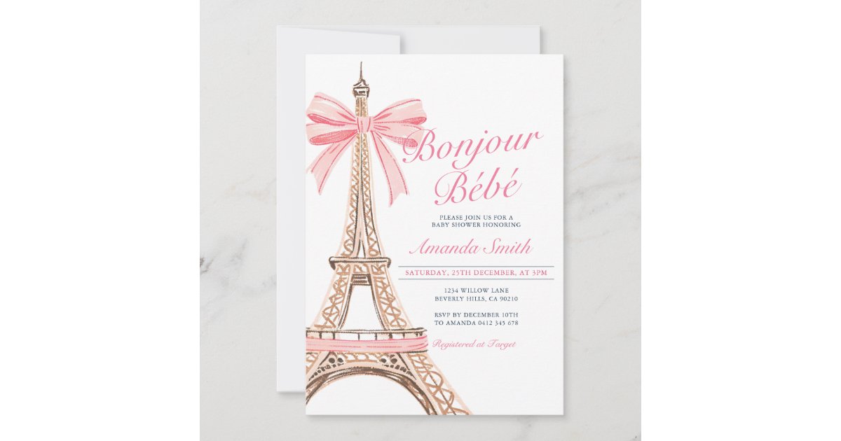 Bonjour Baby Shower French Baby Shower Invitation | Zazzle