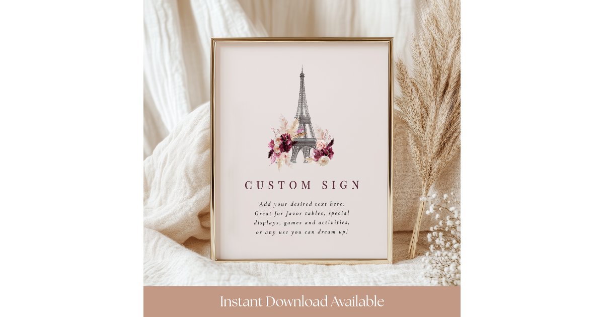 Bonjour Bébé Baby Shower Custom Sign Template | Zazzle