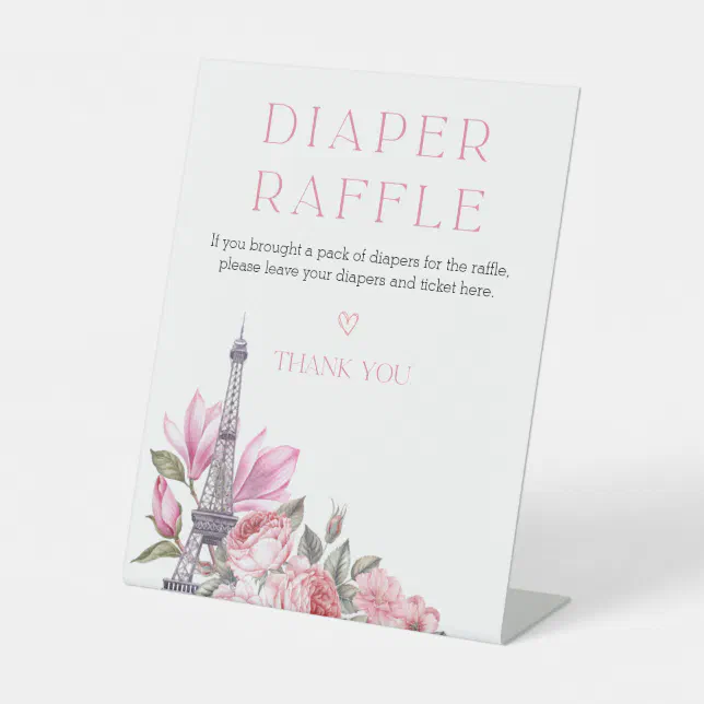 Bonjour Bebe | Baby Shower Diaper Raffle Sign | Zazzle