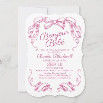 Bonjour Bebe French Baby Shower Invitation | Zazzle