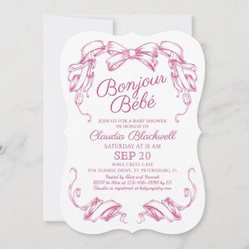 Bonjour Bebe French Baby Shower Invitation | Zazzle