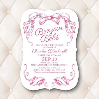 Bonjour Bebe French Baby Shower Invitation | Zazzle