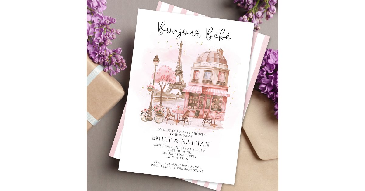 Bonjour Bebe French Baby Shower Invitation | Zazzle