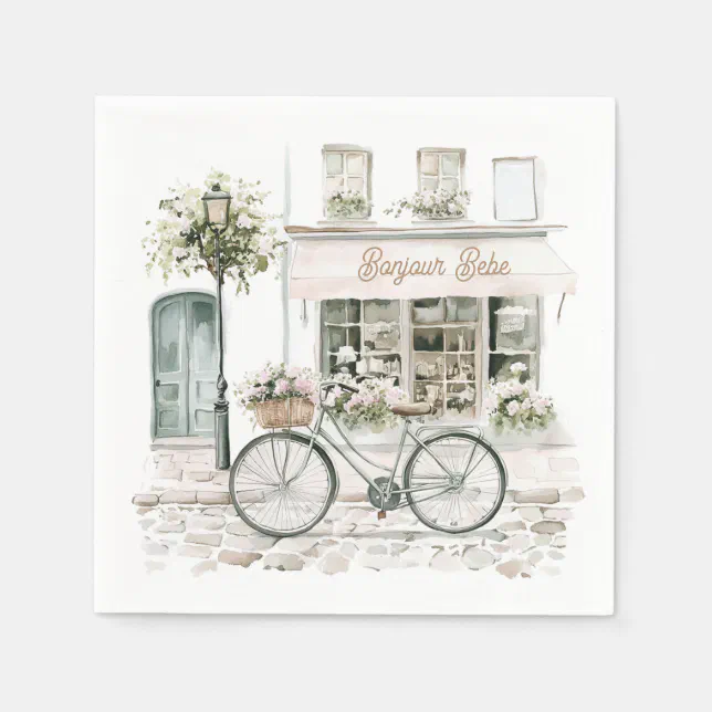 Bonjour Bebe French Baby Shower Napkins | Zazzle