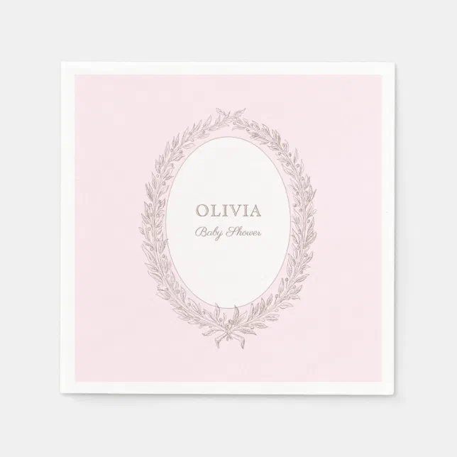 Bonjour Bebe French Patisserie Baby Shower Pink Napkins | Zazzle