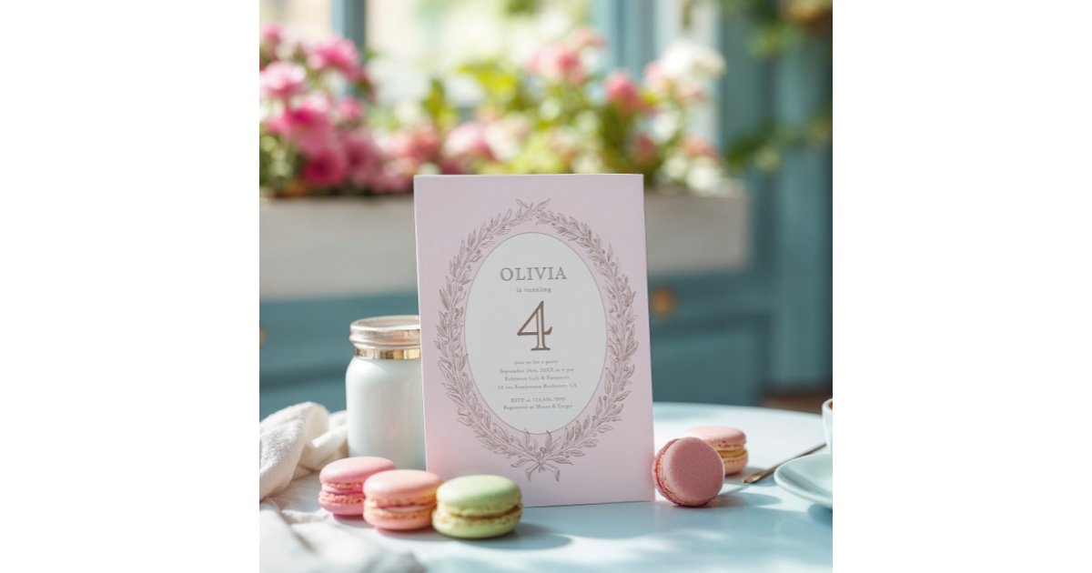 Bonjour Bebe French Patisserie Birthday Party Invitation | Zazzle