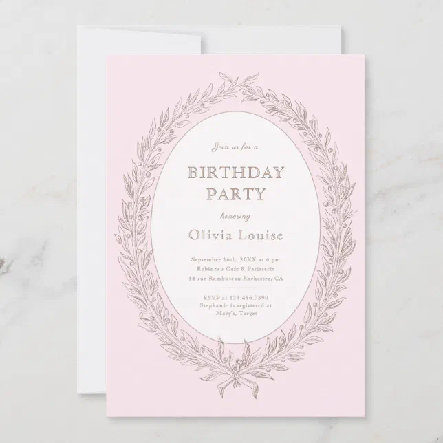 Bonjour Bebe French Patisserie Birthday Party Pink Invitation | Zazzle
