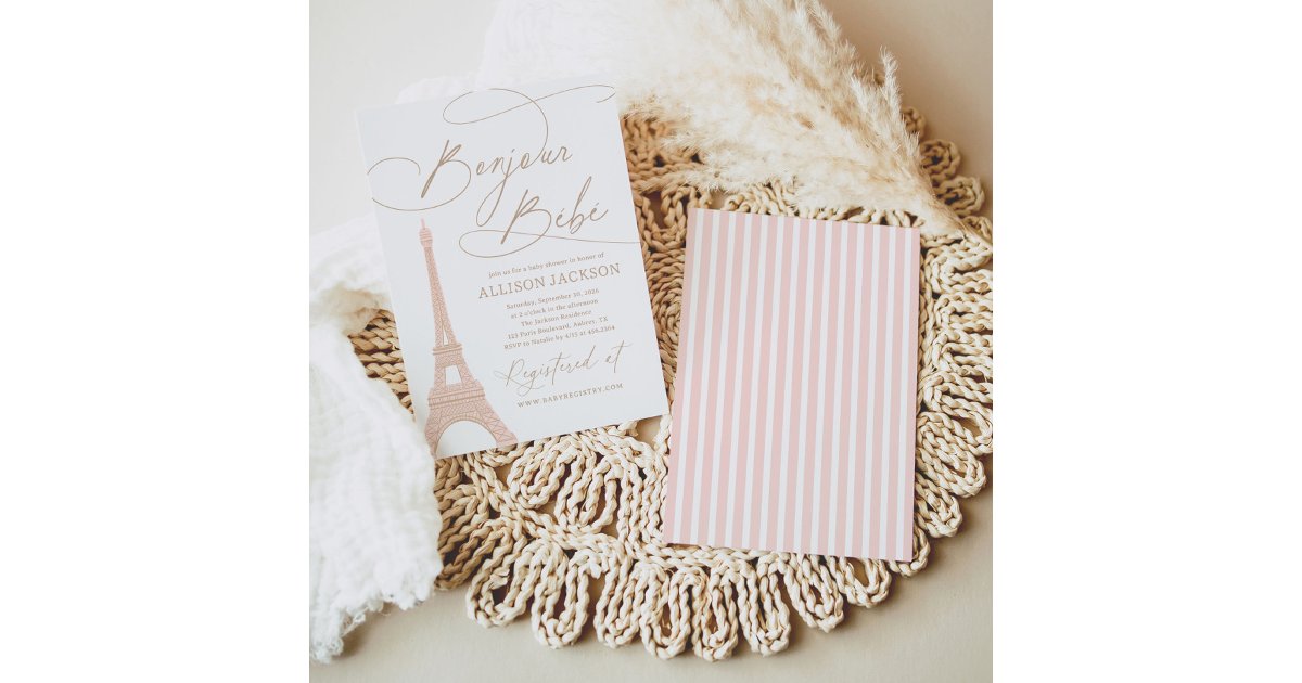 Bonjour Bebe Paris French Baby Shower Invitation | Zazzle
