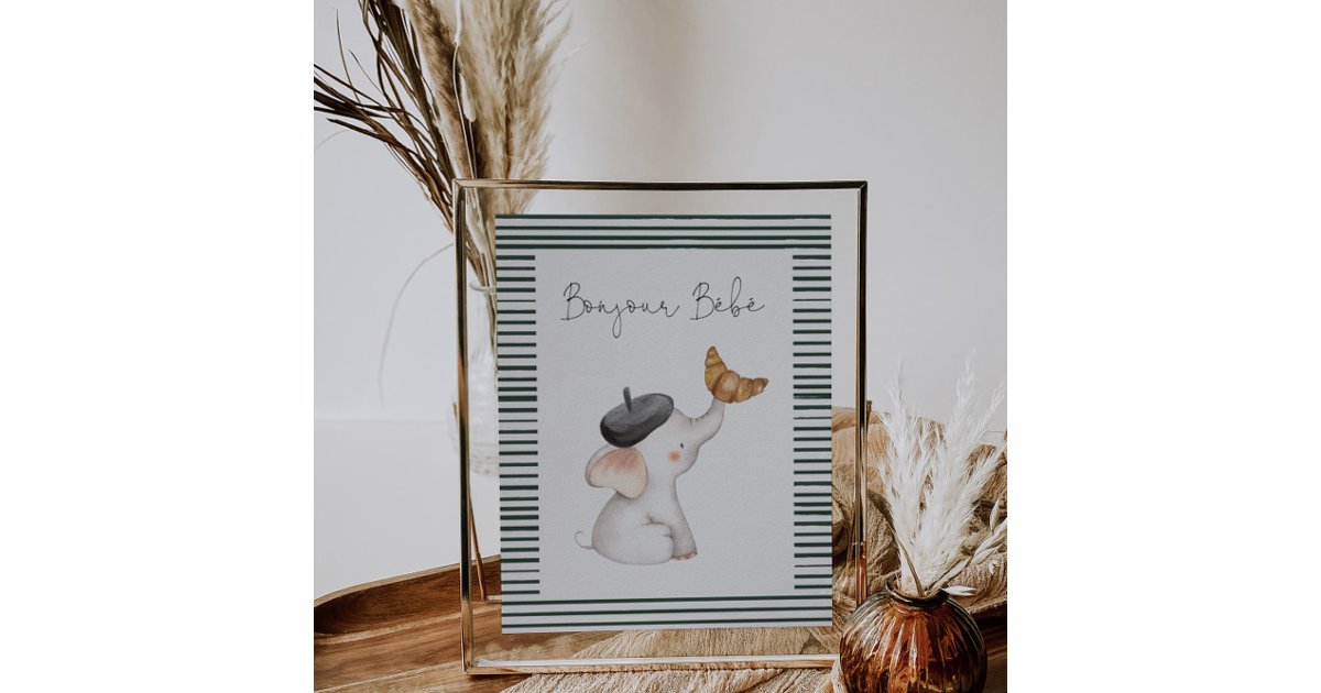 Bonjour Bebe Paris French Baby Shower Sign | Zazzle