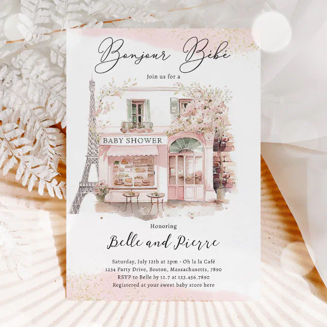 Bonjour Bébé Paris Parisian French Baby Shower Invitation | Zazzle