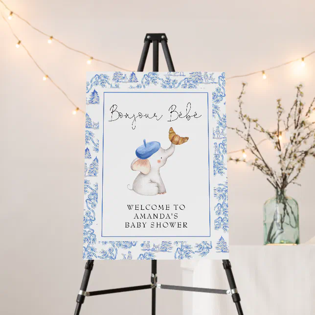 Bonjour Bebe Pink French Girl Welcome Baby Shower Foam Board | Zazzle