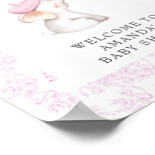 Bonjour Bebe Pink French Girl Welcome Baby Shower Poster | Zazzle