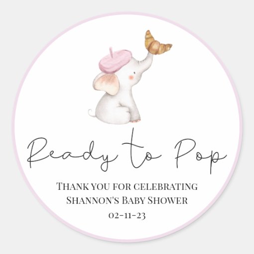 Bonjour Bebe Romantic French Girl Baby Shower Classic Round Sticker ...