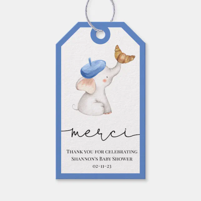 Bonjour Bebe Romantic French Girl Baby Shower Gif Gift Tags | Zazzle