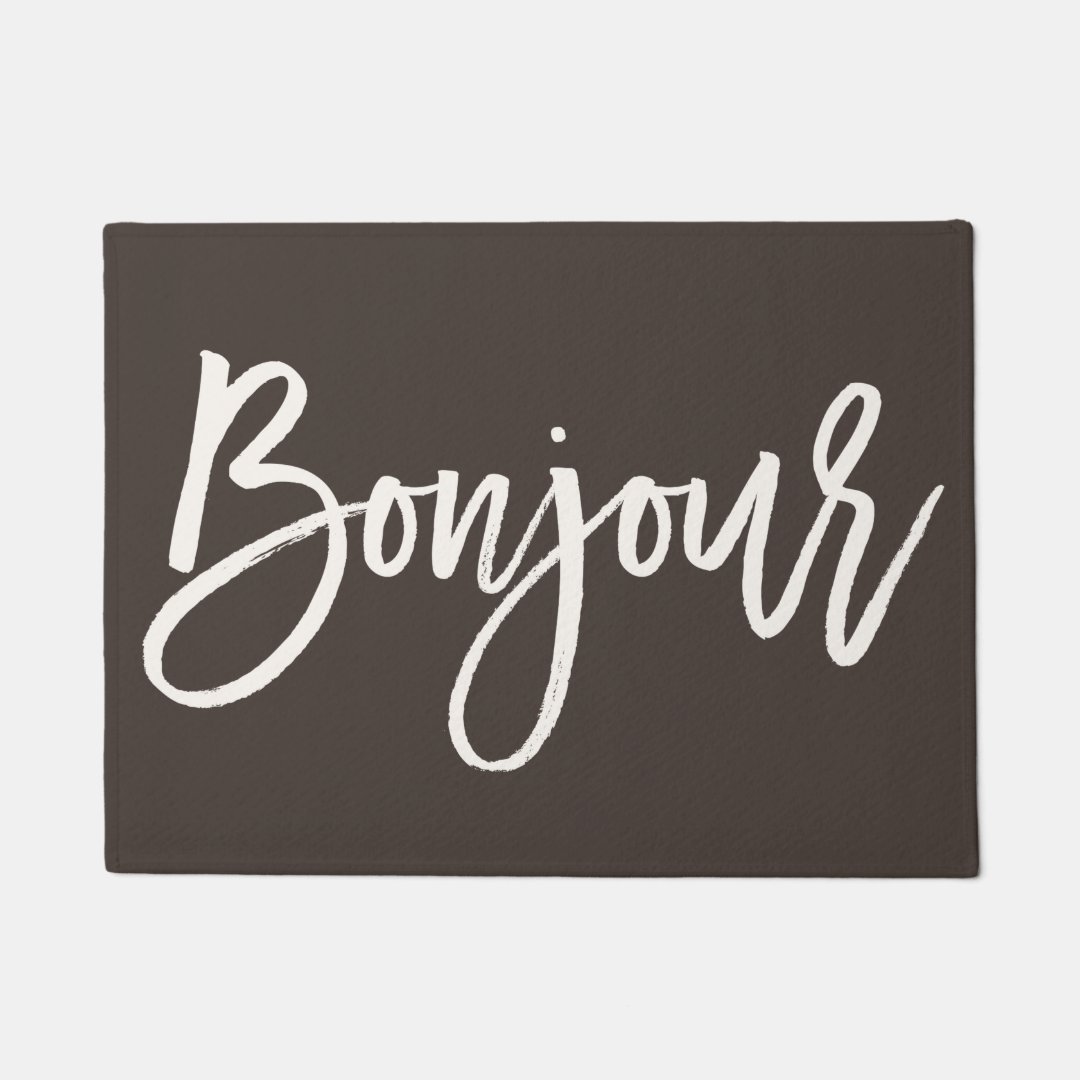 Bonjour Custom Color Welcome Mat | Zazzle