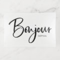 Bonjour | Elegant and Modern Black French Script Trinket Tray | Zazzle