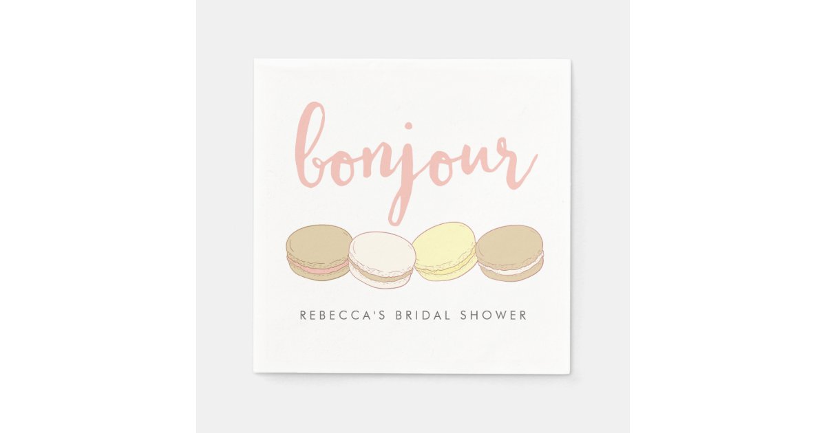Bonjour French Macarons Bridal Shower Paper Napkins | Zazzle.com