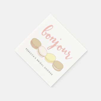 Bonjour French Macarons Bridal Shower Paper Napkins | Zazzle