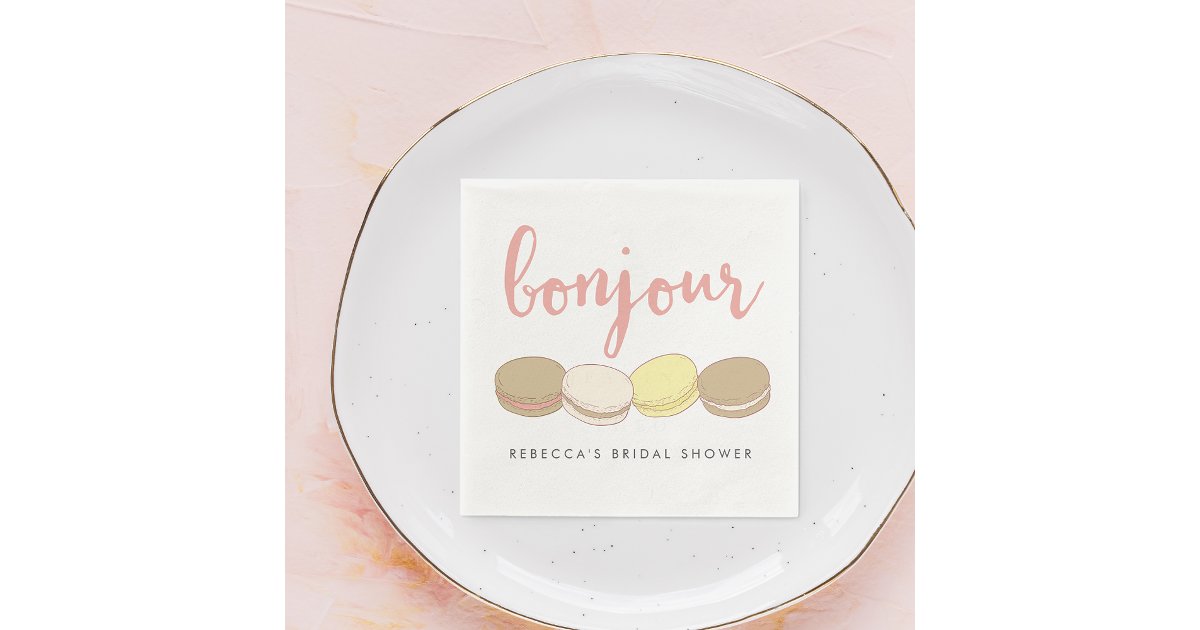 Bonjour French Macarons Bridal Shower Paper Napkins | Zazzle